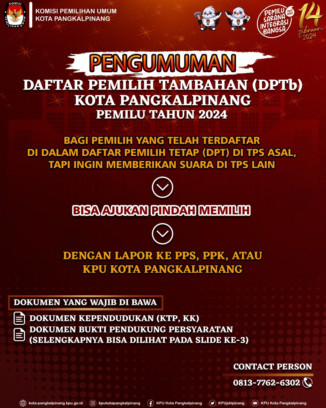 KPU KOTA-PANGKALPINANG - Daftar Pemilih Tambahan (DPTb)Kota Pangkalpinang Pemilu Tahun 2024